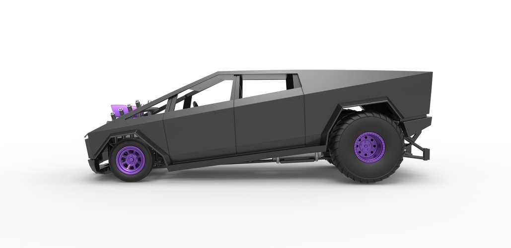 3D Printed Diecast Tesla Cybertruck pulling truck 2wd Scale 1:25 by ...