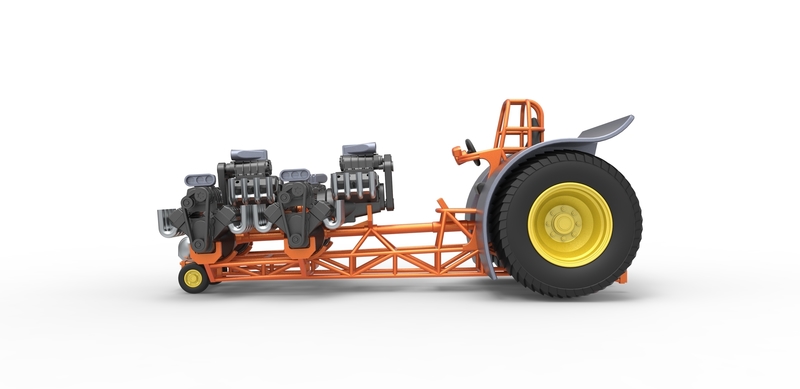 Pulling tractor with 6 engines V8 Version 2 Scale 1:25 - Pinshape