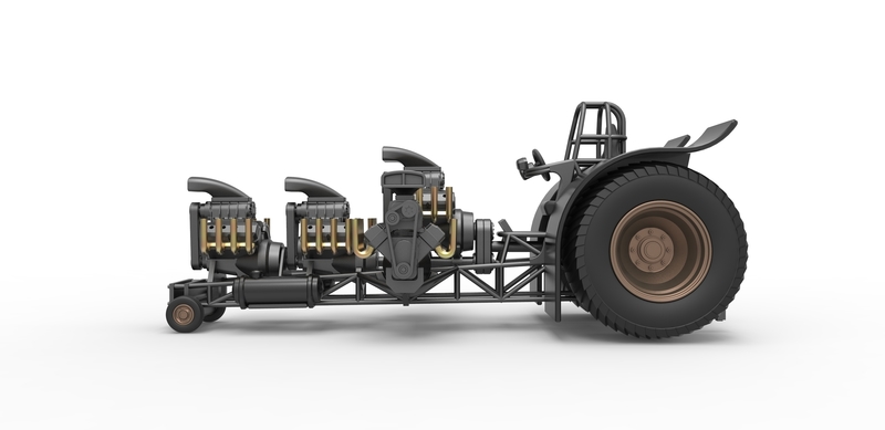 Pulling tractor with 5 engines V8 Version 4 Scale 1:25 - Pinshape