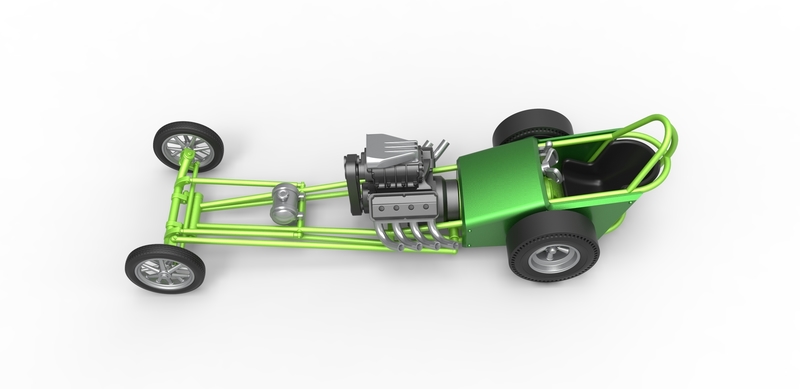 Diecast Front engine old school dragster with V8 Scale 1:25 - Pinshape