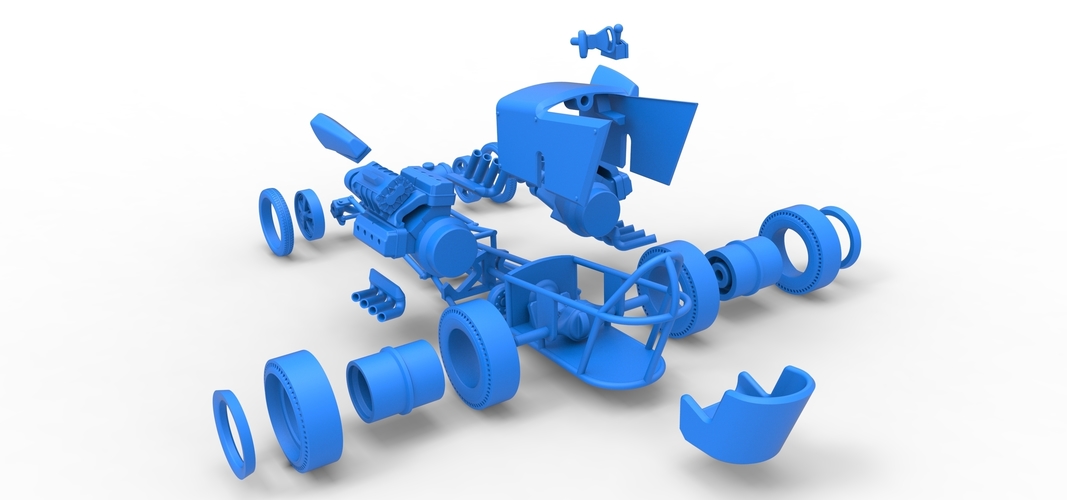 3D Printed Front engine old school dragster with 2 V8 1:25 by ...