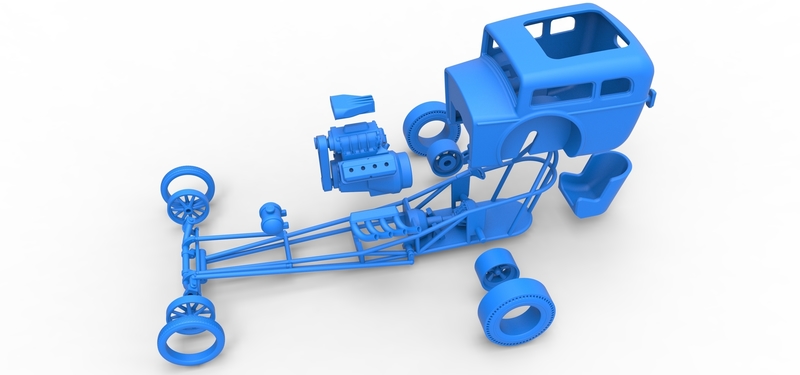 Front engine old school dragster with shell Scale 1:25 - Pinshape