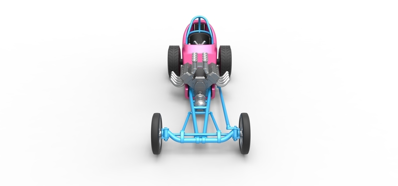 Front engine old school dragster with shell V5 1:25 - Pinshape