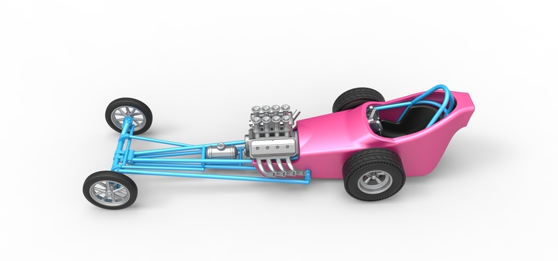 Front engine old school dragster with shell V5 1:25 - Pinshape