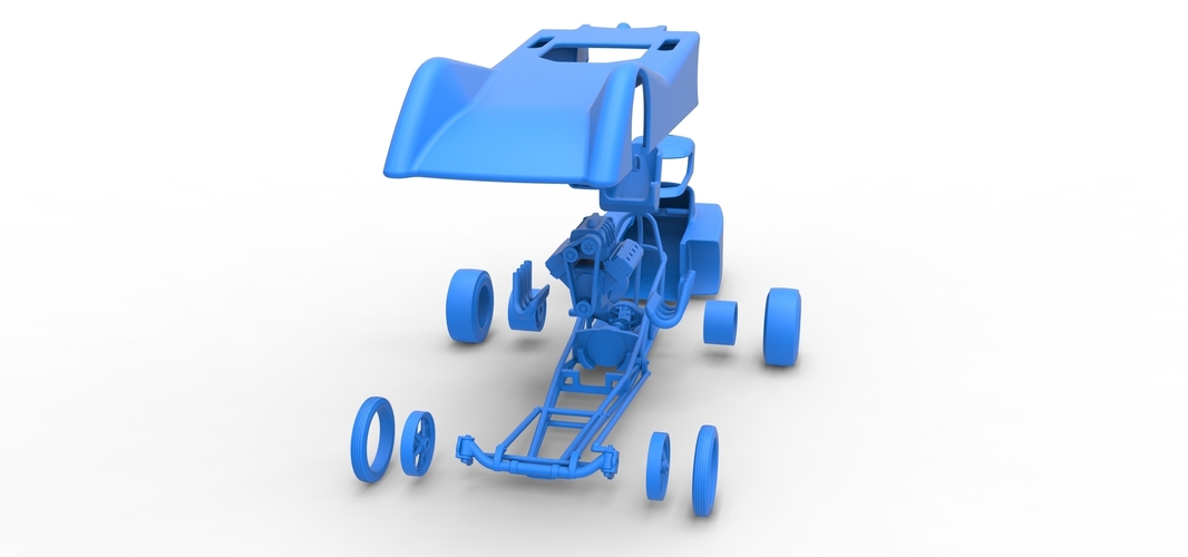 3D Printed Front engine old school dragster with shell Version 6 Scale ...