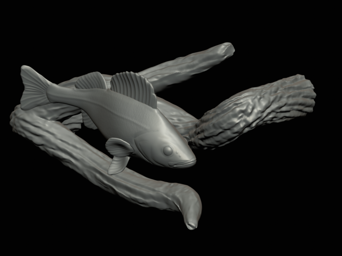 3D Printed perch underwater statue on the wall by artman | Pinshape
