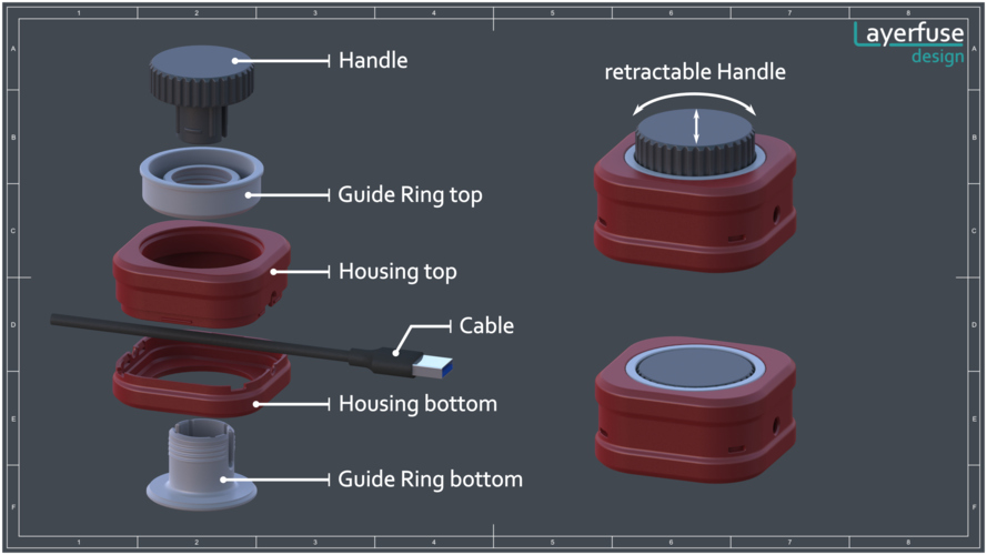 3D Printed Cable Reel by layerfuse.design | Pinshape