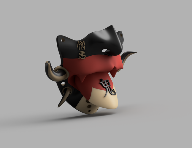 3D Printed Samurai Mask - Menpo (Demon Oni) by PastaHead | Pinshape