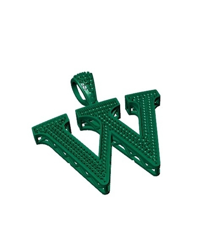 3D Printed W ALPHABET PENDANT WITH ROUND DIAMOND by vr3d | Pinshape
