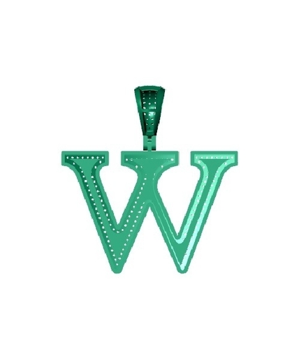 3D Printed W ALPHABET PENDANT WITH ROUND DIAMOND by vr3d | Pinshape