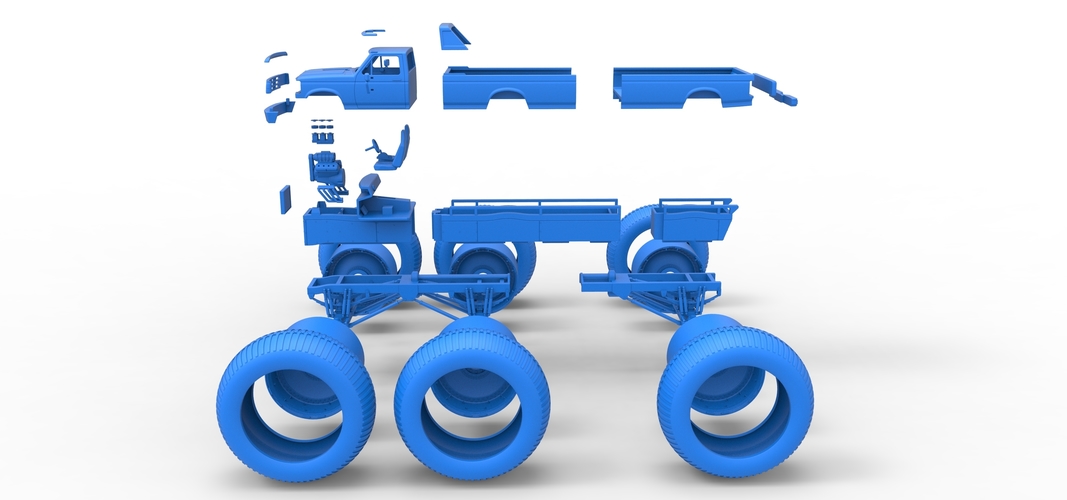 3D Printed Monster Truck 6x6 concept Version 3 Scale 1:25 by ...