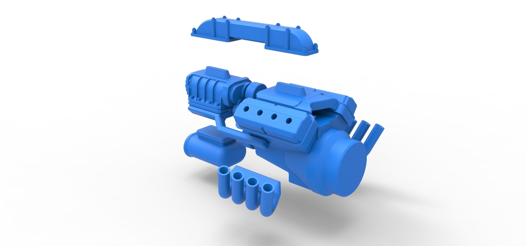 3D Printed Engine V8 for vintage dragster Version 3 Scale 1:25 by ...