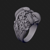 Skull Snake ring type 1 - Pinshape