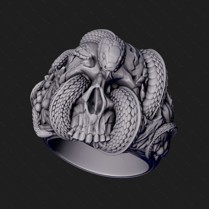 Skull Snake ring type 1 - Pinshape