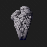 Skull Snake ring type 1 - Pinshape