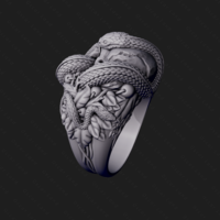 Skull Snake ring type 1 - Pinshape