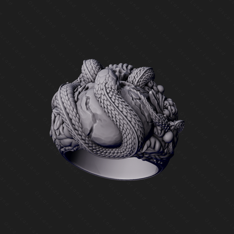 Skull Snake ring type 1 - Pinshape