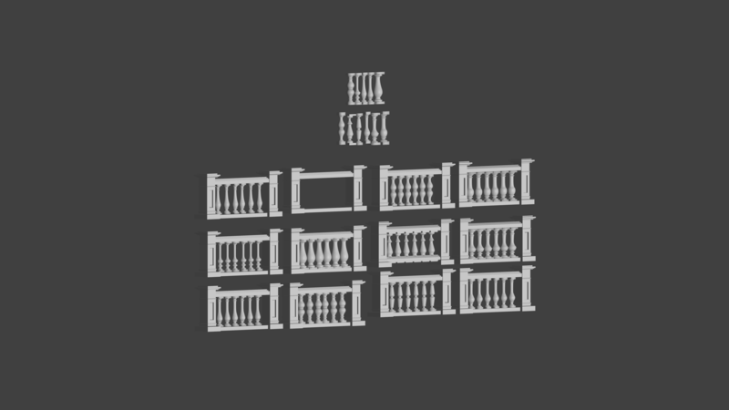 3D concrete balustrade render - Pinshape