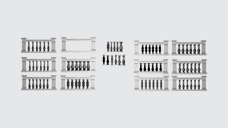 3D concrete balustrade render - Pinshape