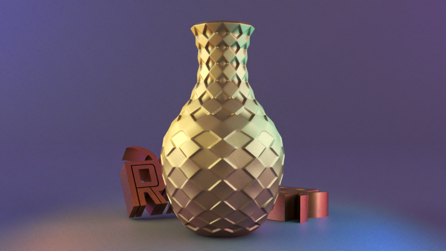 3D Printed Rhombus patterned vase by rexer_3d | Pinshape