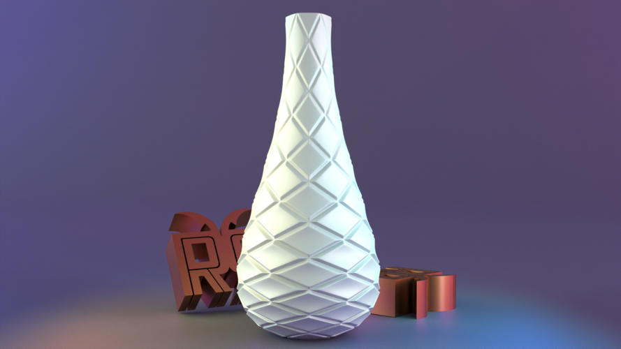 3D Printed Rhombus patterned vase 02 by rexer_3d | Pinshape