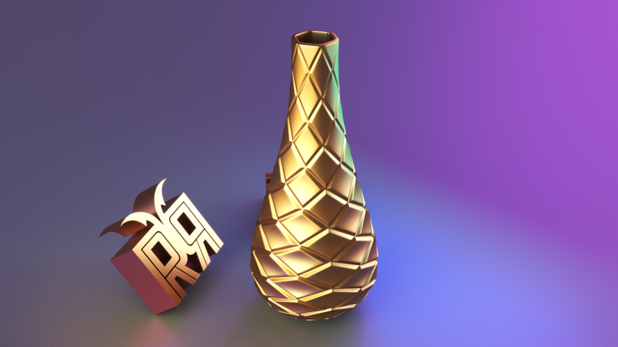 3D Printed Rhombus patterned vase 02 by rexer_3d | Pinshape
