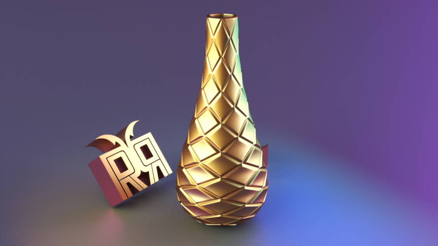 3D Printed Rhombus patterned vase 02 by rexer_3d | Pinshape