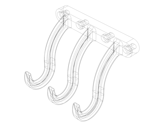 3D Printed Plastic Triple Wall Hook by MR.AnyCAD | Pinshape
