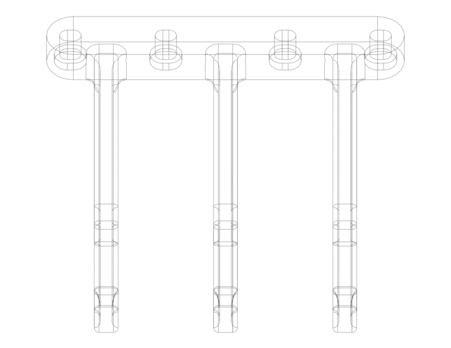 3D Printed Plastic Triple Wall Hook by MR.AnyCAD | Pinshape