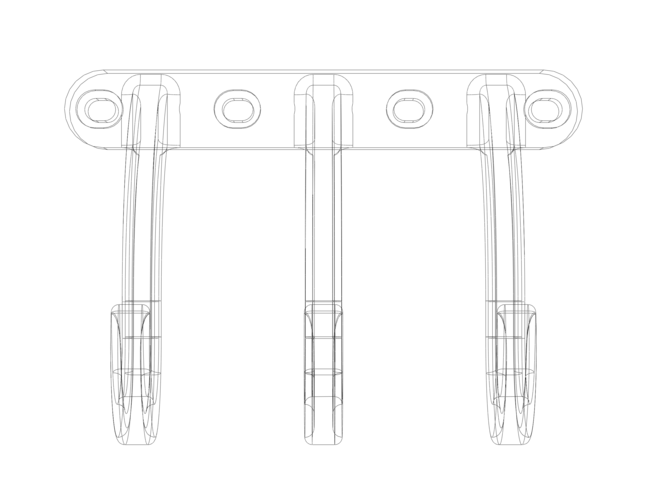 3D Printed Plastic Triple Wall Hook by MR.AnyCAD | Pinshape