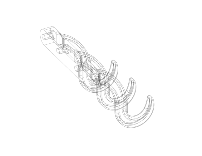 3D Printed Plastic Triple Wall Hook by MR.AnyCAD | Pinshape