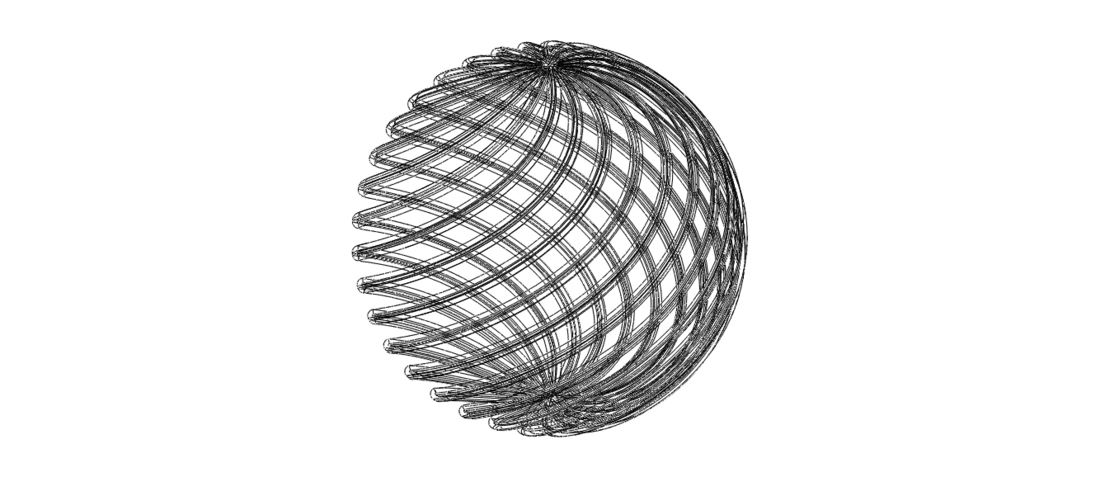 3D Printed Wireframe Shape Geometric Twisted Sphere by MR.AnyCAD | Pinshape