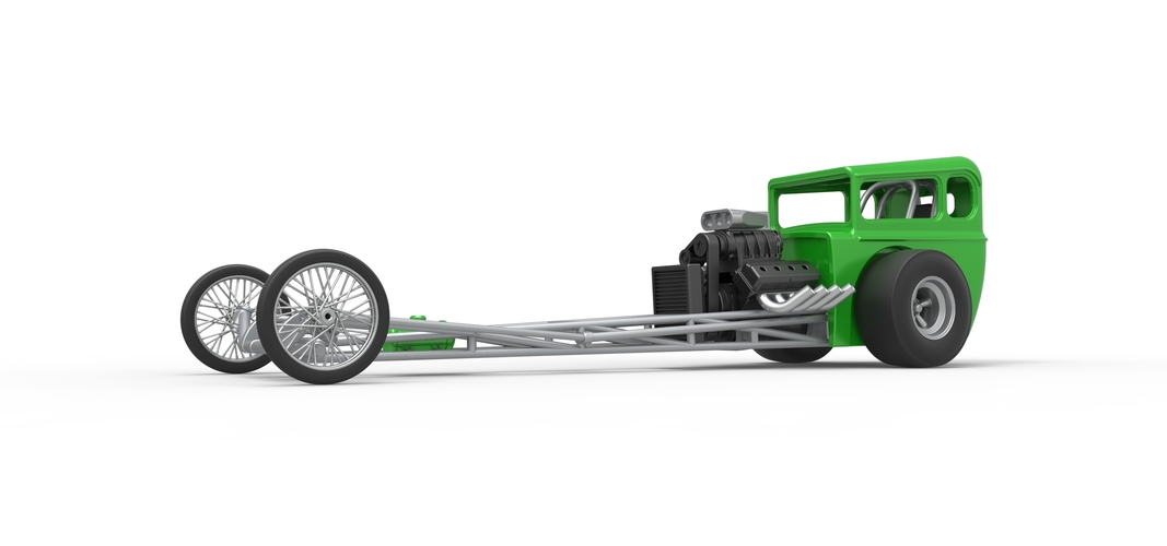 3D Printed Front engine old school dragster with shell V7 Scale 1:25 by ...