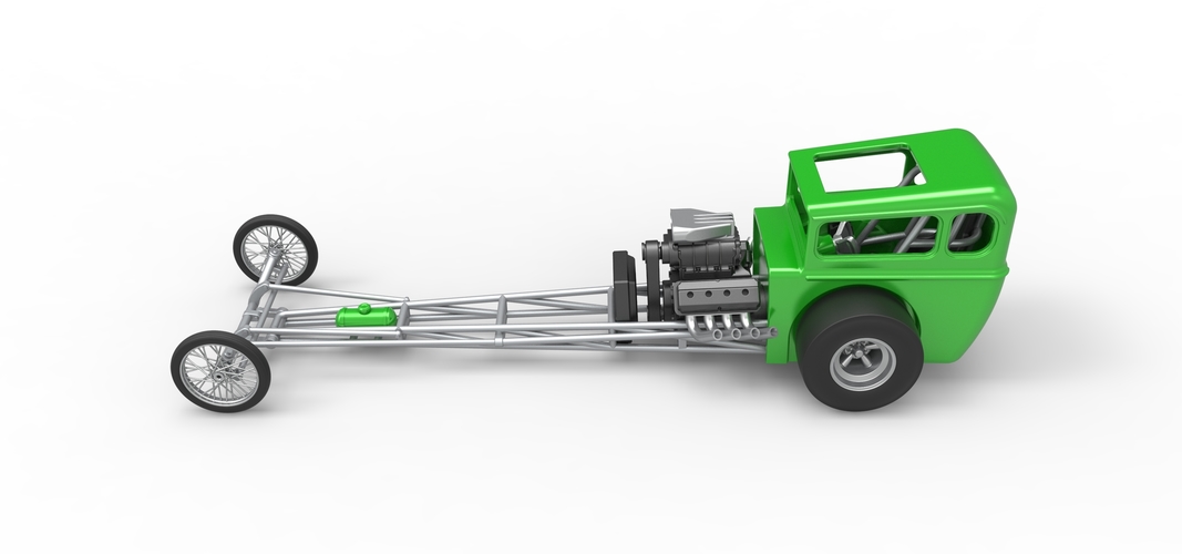 3D Printed Front engine old school dragster with shell V7 Scale 1:25 by ...