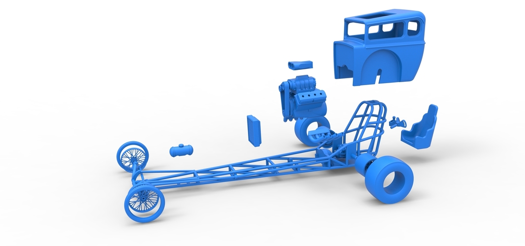 3D Printed Front engine old school dragster with shell V7 Scale 1:25 by ...