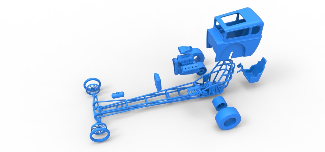 3D Printed Front engine old school dragster with shell V7 Scale 1:25 by ...
