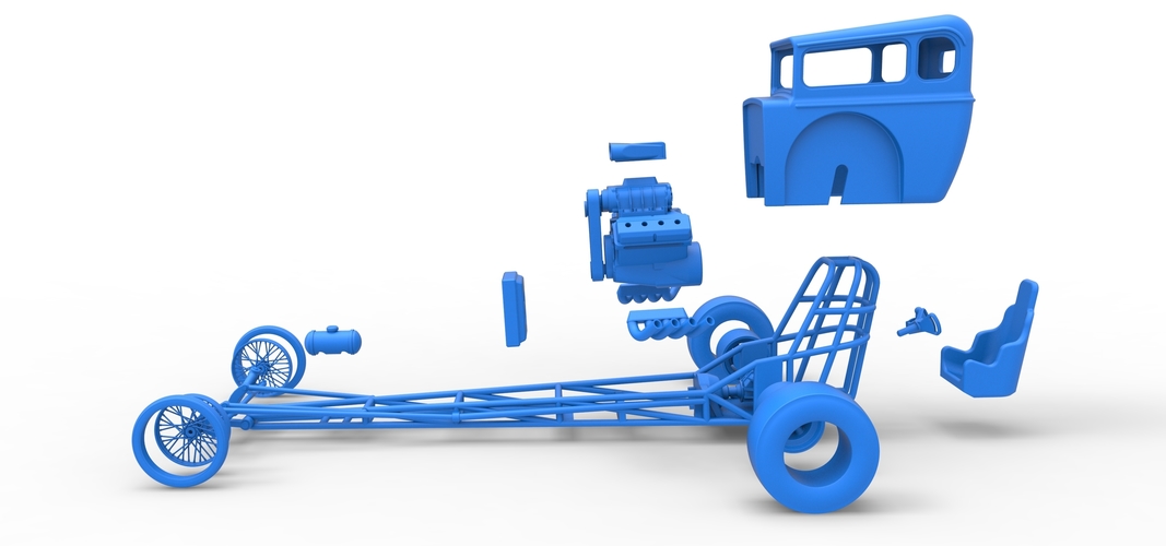 3D Printed Front engine old school dragster with shell V7 Scale 1:25 by ...