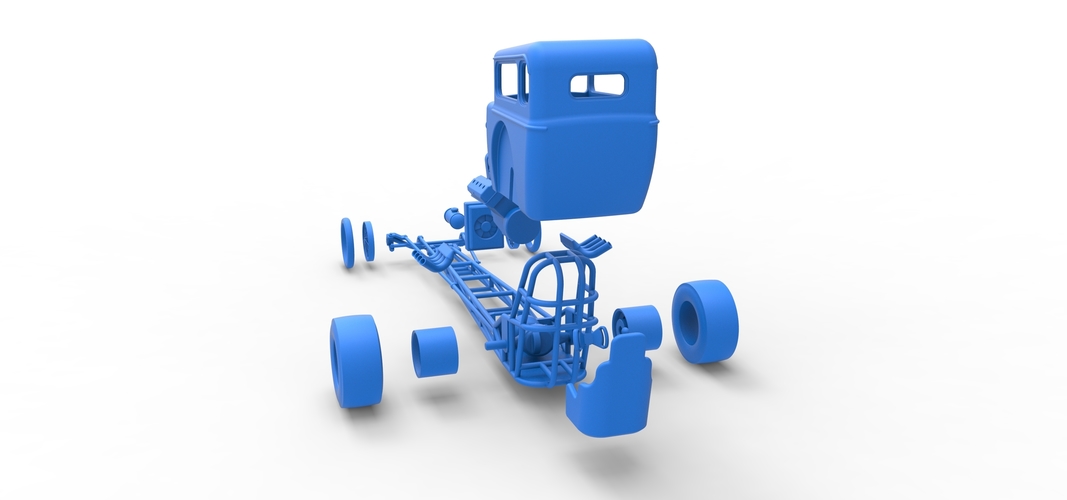 3D Printed Front engine old school dragster with shell V7 Scale 1:25 by ...