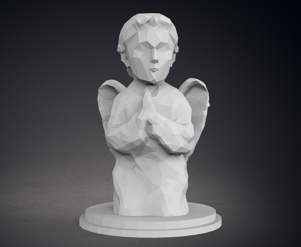 3D Printed Low Poly Praying Angel Statue by cesarcruz54 | Pinshape