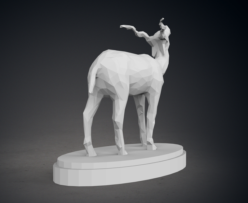 Low Poly Springbok Statue - Pinshape