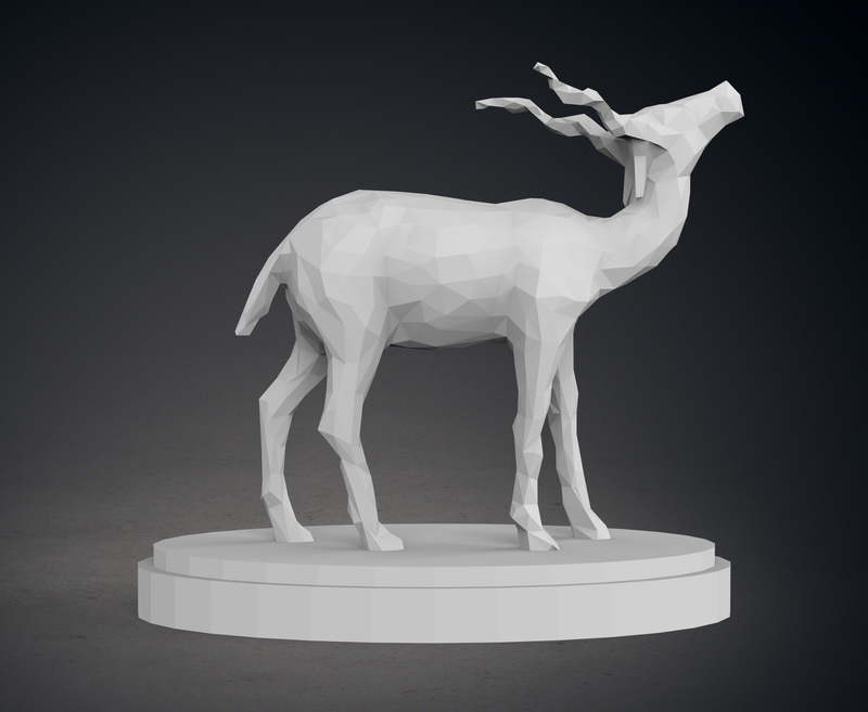 Low Poly Springbok Statue - Pinshape