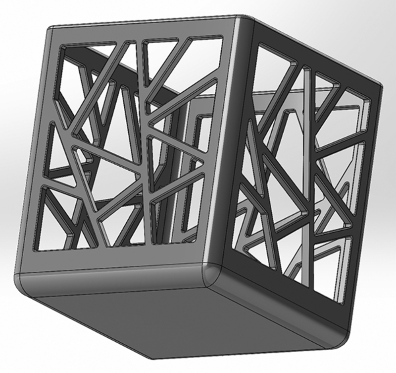 A square pencil cup with rectilinear patterns - Pinshape