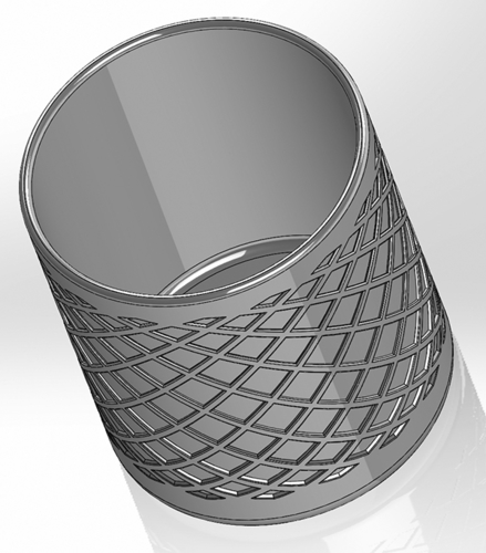 3D Printed Round pen cup with grid lines at 45 degrees by dcvetkovic ...