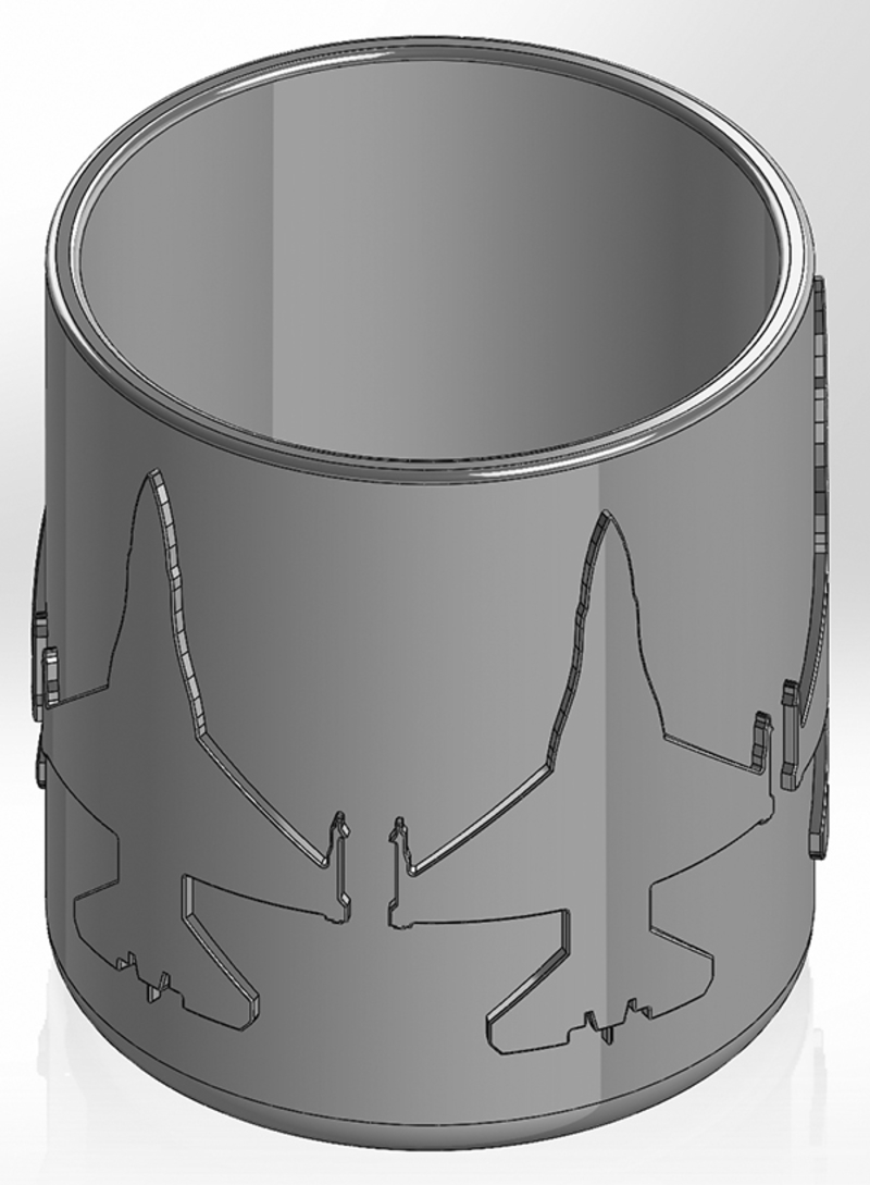 Round pencil case with five silhouettes of the F-16 aircraft - Pinshape