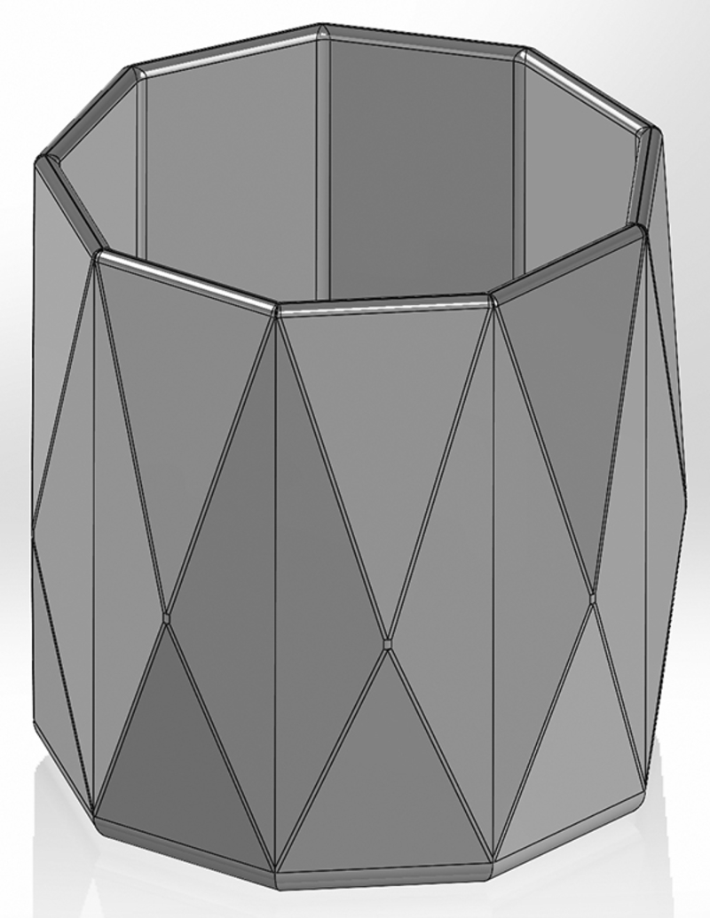 A nine-cornered pencil box with pyramids on the sides - Pinshape