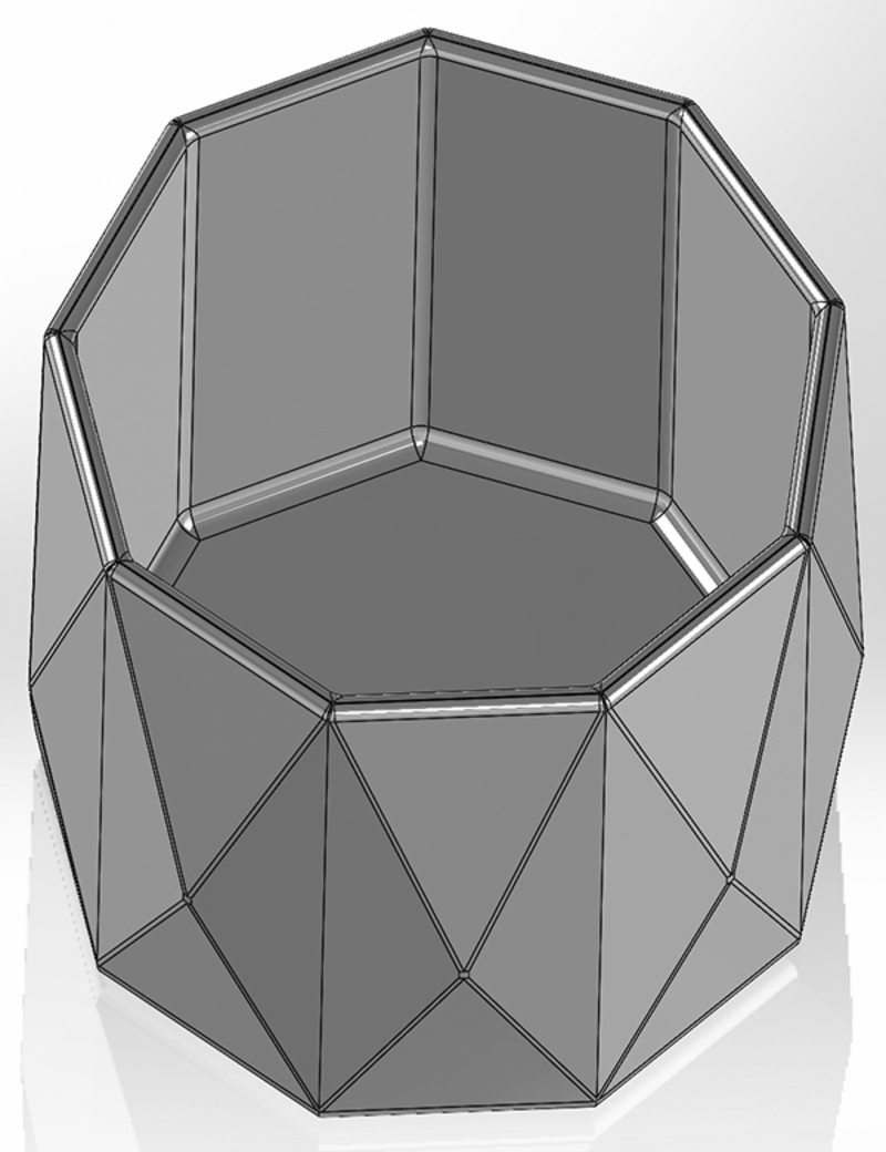 A nine-cornered pencil box with pyramids on the sides - Pinshape