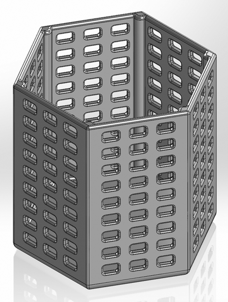 Hexagonal pencil case with rectangular slots - Pinshape