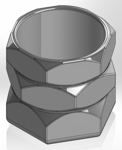3D Printed A pen cup in the shape of 3 nuts with round tiles by ...