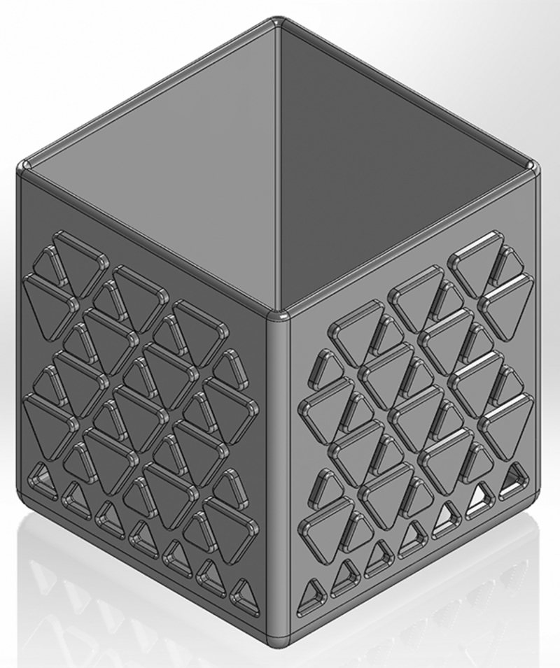 A square pencil cup with triangle ridges and slits - Pinshape