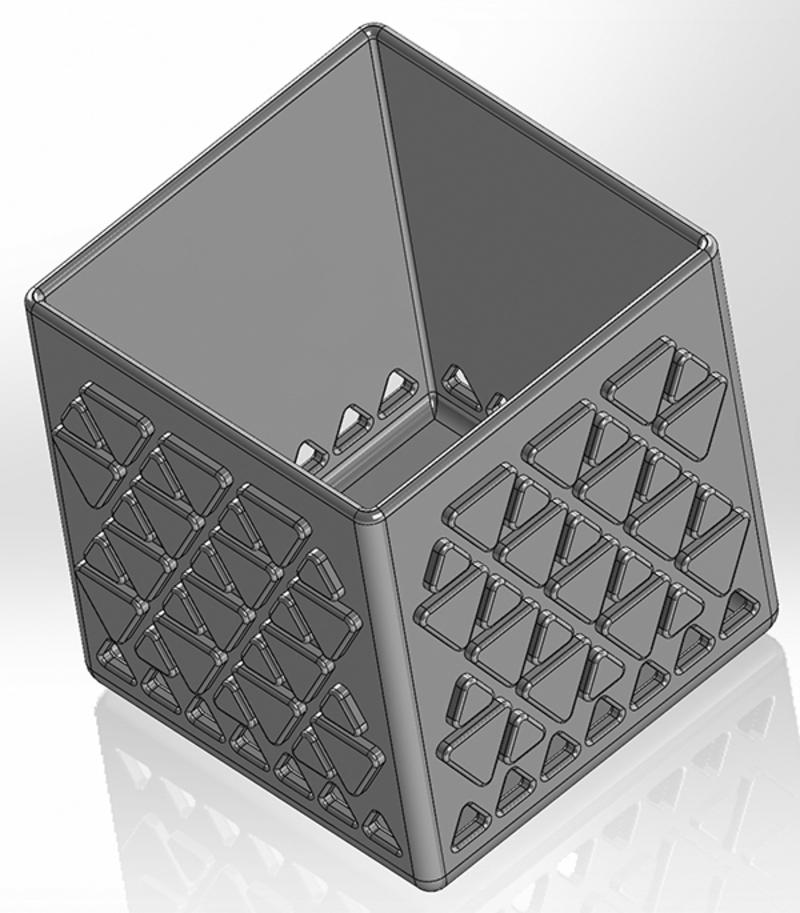 A square pencil cup with triangle ridges and slits - Pinshape
